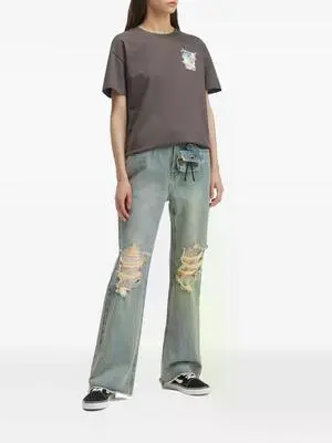 MUSIUM DIV. Lace-insert Frayed Jeans