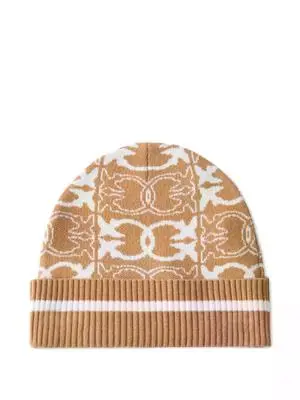 Pinko Love Birds Ribbed Beanie - Brown