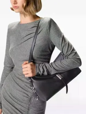Pinko Medium Leather Saddle Shoulder Bag - Black