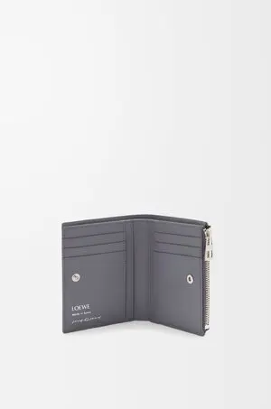 Loewe Slim Compact Wallet In Nappa Leather Skin - Ardesia/deep Ruby