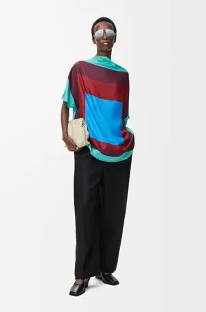 Loewe Scarf Top In Silk - Green/red/multicolor