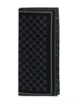Gucci Monogram Fringed Scarf - Black