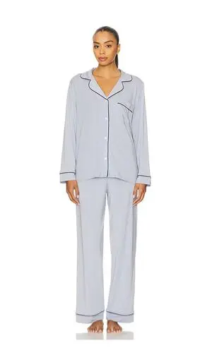 Eberjey Eberjey Gisele Long Pj Set In Grey. Gray Dawn & Navy