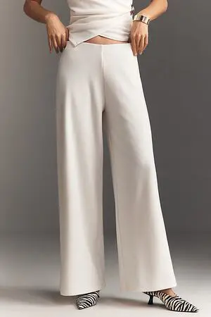 Maeve Knit Wide-leg Pull-on Pants - Ivory