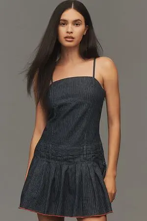 PILCRO Pleated Denim Romper