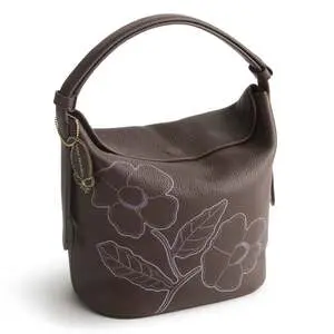 VERA BRADLEY Astoria Appliqué Floral Shoulder Bag - Brown