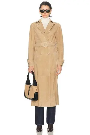 Nour Hammour Tailored Suede Trench Coat