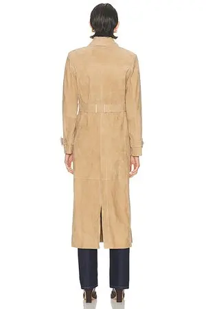 Nour Hammour Tailored Suede Trench Coat