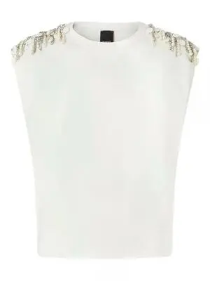 Pinko Embellished-shoulder T-shirt - White