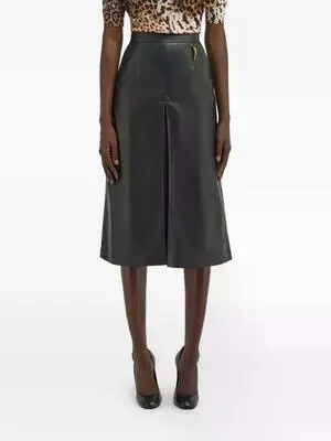 Roberto Cavalli Leather Pleat-front Midi Skirt
