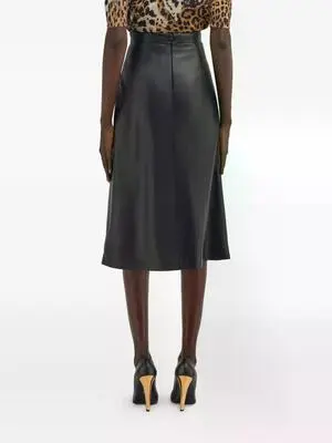 Roberto Cavalli Leather Pleat-front Midi Skirt