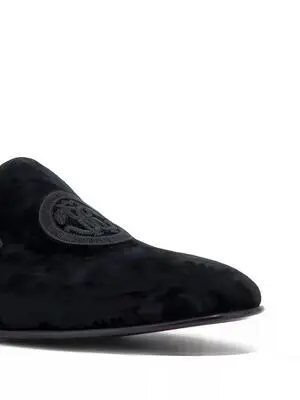 Roberto Cavalli Logo-embroidered Velvet Loafers