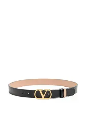 Valentino Garavani Vlogo Signature Reversible Leather Belt - Black