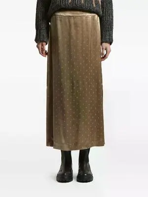 Peserico Satin-dot Midi Skirt