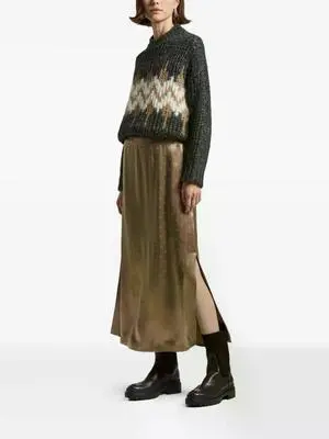 Peserico Satin-dot Midi Skirt
