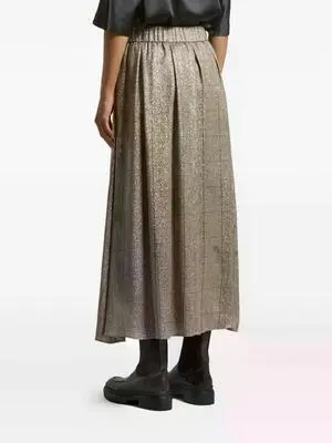 Peserico Metallic Check Pleated A-line Skirt