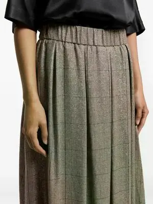 Peserico Metallic Check Pleated A-line Skirt