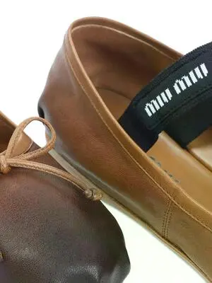 Miu Miu Bow-detail Elastic-strap Ballerina Flats - Brown