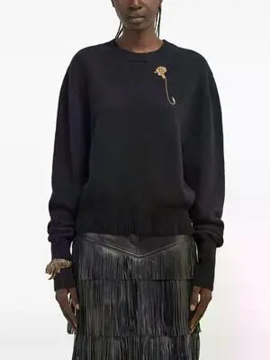 Roberto Cavalli Rose-embellished Wool Sweater