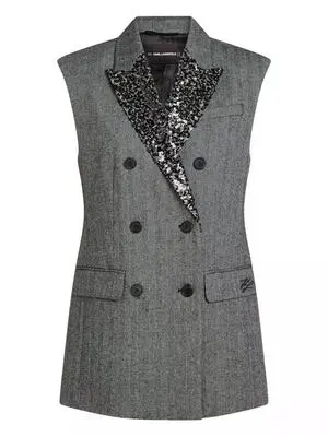 Karl Lagerfeld Sequin-embellished Double-breasted Waistcoat