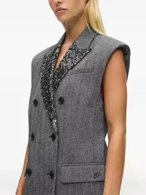 Karl Lagerfeld Sequin-embellished Double-breasted Waistcoat