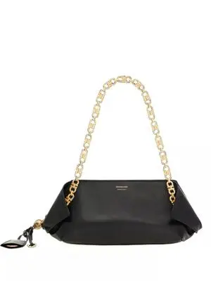 FERRAGAMO Gancini Chain Folded Shoulder Bag - Black