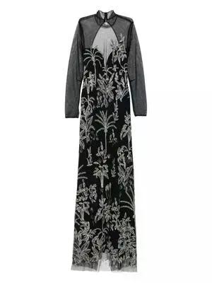 Costarellos Floral-embroidered Maxi Dress - Black