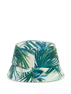 Roberto Cavalli Palm-print Bucket Hat With Embroidered Logo