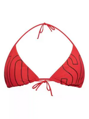 Moschino Logo-detail Triangle Bikini Top - Red
