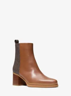 Michael Kors Lex Leather And Signature Logo Boot