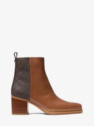 Michael Kors Lex Leather And Signature Logo Boot