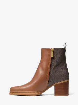 Michael Kors Lex Leather And Signature Logo Boot