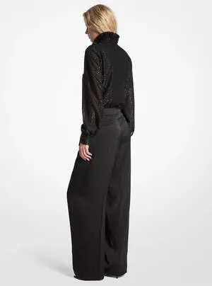 Michael Kors Metallic Clip Jacquard And Satin Tie-neck Jumpsuit
