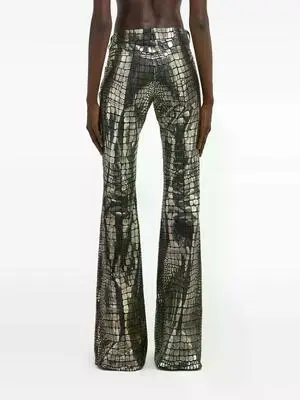 Roberto Cavalli Crocodile-effect Leather Trousers