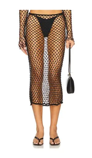 LOVERS AND FRIENDS Marnnie Beaded Crochet Skirt - Black