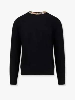 Burberry Wool Sweater With Check Profiles