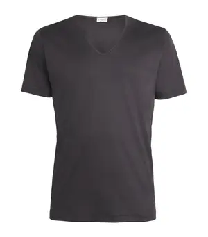 Zimmerli Cotton-blend V-neck T-shirt - Brown