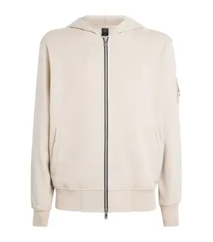 Moose Knuckles Cotton Hartsfield Zip-Up Hoodie Beige