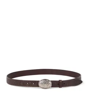 Brunello Cucinelli Leather Braided Buckle Belt - Black