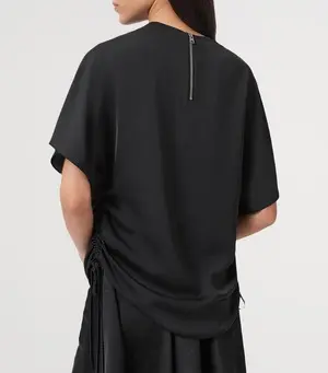ALLSAINTS Draped Leslie Top With High Neck And Adjustable Side Ties - Black
