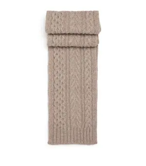 Johnstons Of Elgin Cashmere Aran Cable Knit Scarf - Brown