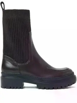 Peserico Knitted-panel Leather Boots