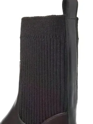 Peserico Knitted-panel Leather Boots
