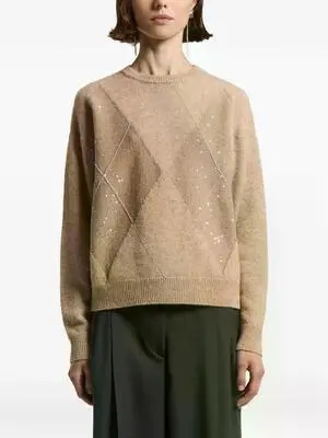 Peserico Sequin-embellished Diamond-pattern Sweater