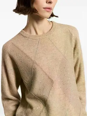 Peserico Sequin-embellished Diamond-pattern Sweater