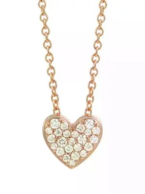 ALINKA 18k Rose Gold Diamond Caviar Heart Necklace - Pink