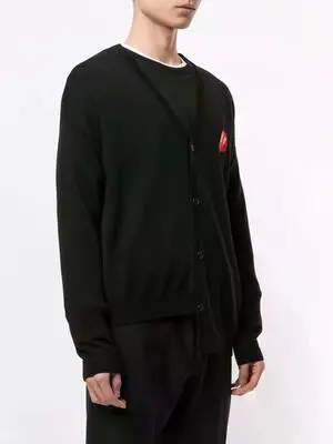 PORTS V Logo Patch Asymmetrical Merino Cardigan