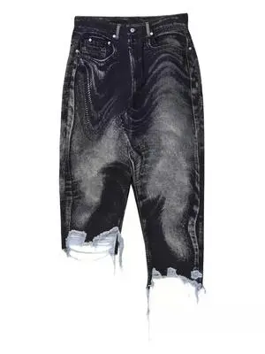 Camper Acid-wash Frayed Denim Skirt - Black