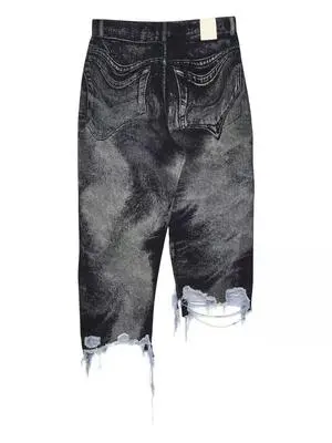 Camper Acid-wash Frayed Denim Skirt - Black