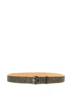 Roberto Cavalli Logo Buckle Leather Belt - Grey